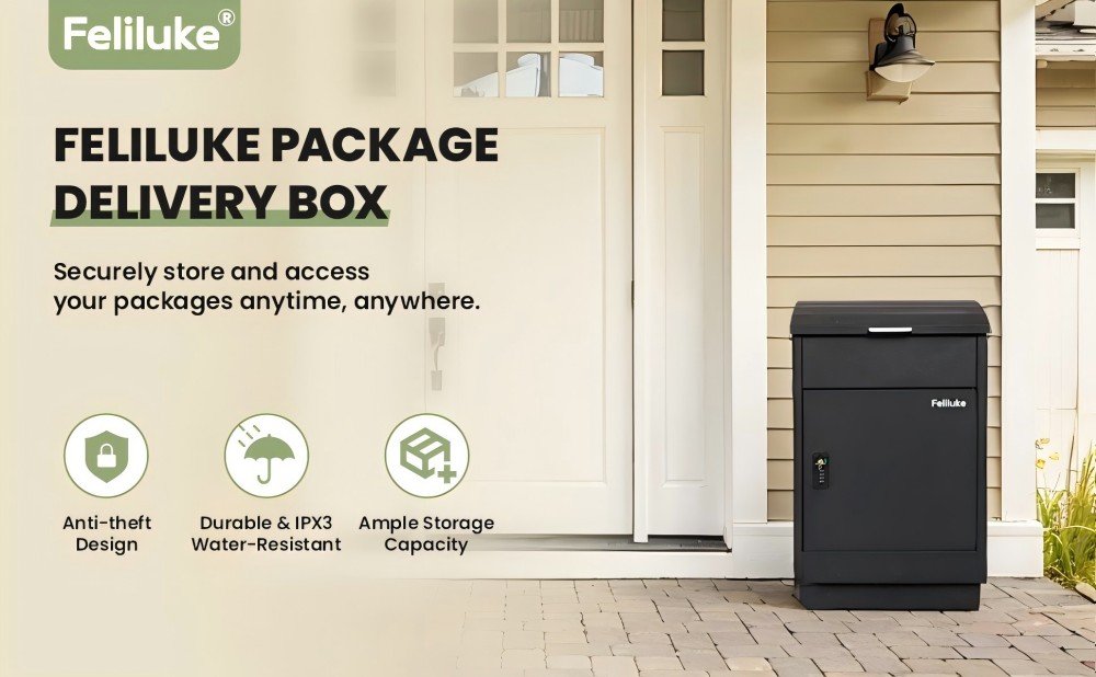 Pre-Assembled Package Lock Box with Lift-Top - Feliluke® Package ...